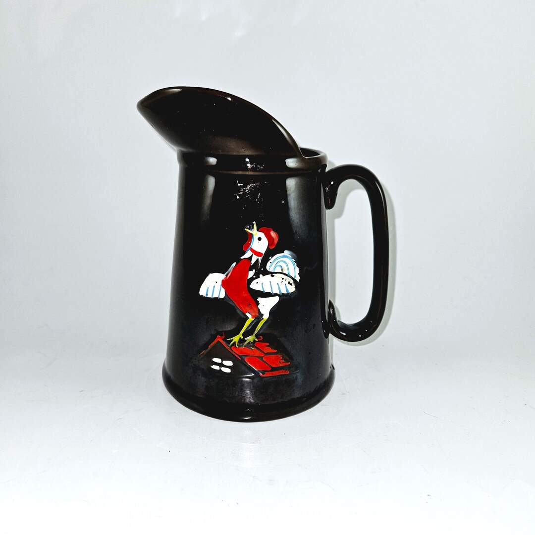 Vintage Redware Ceramic Rooster Pitcher for Syrup / Batter - Etsy