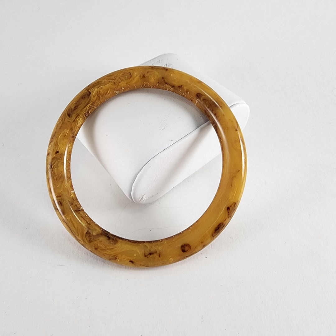 Vintage Bakelite Bangle Bracelet Marbleized Golden Brown - Etsy