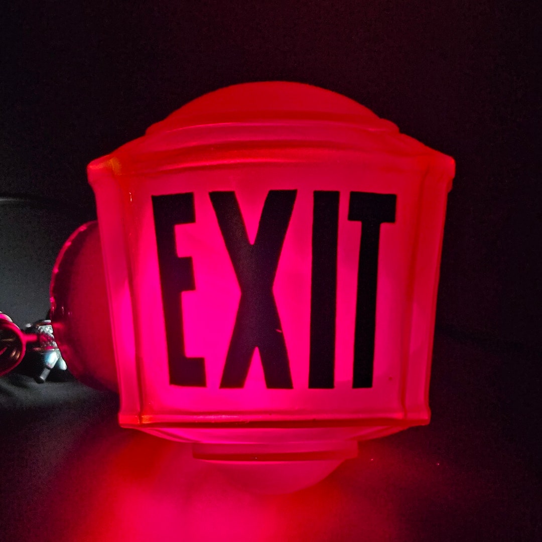 Vintage Ruby Red Glass Exit Sign Globe - Etsy