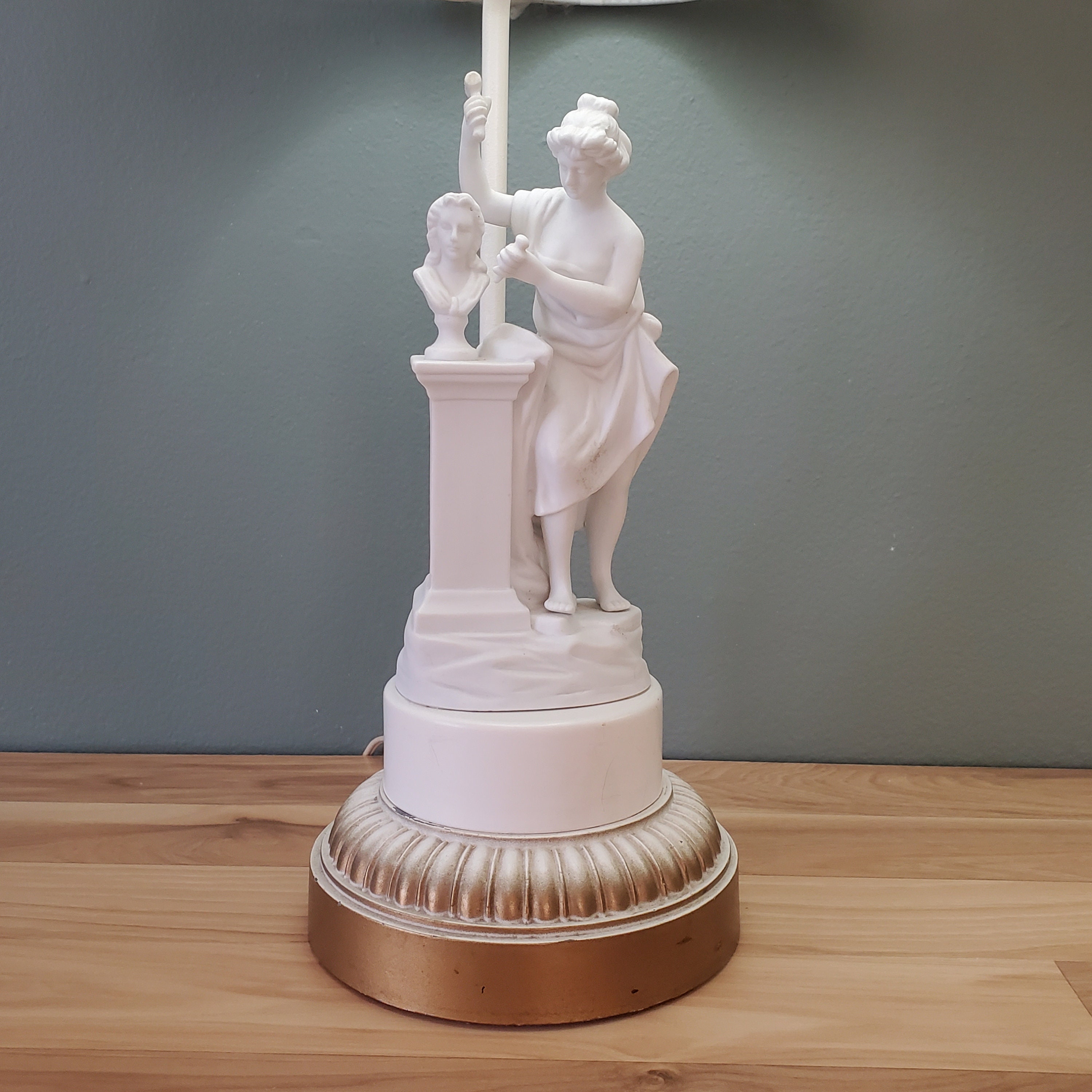 Vintage Biscuit Porcelain Set of Table Lamps Figural Sculpture of ...