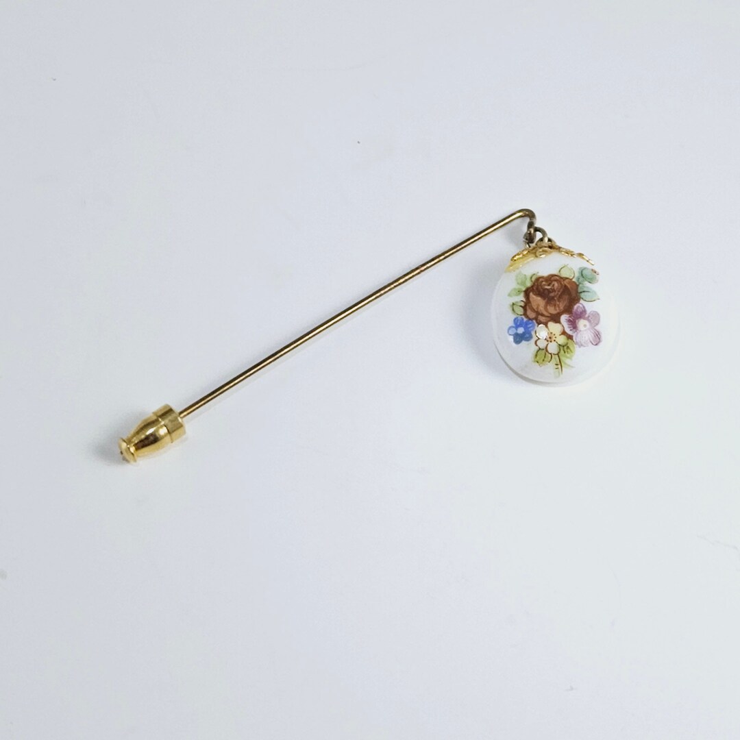 Vintage Stick Pin / Lapel Pin Enamel Dangle Flower Design - Etsy