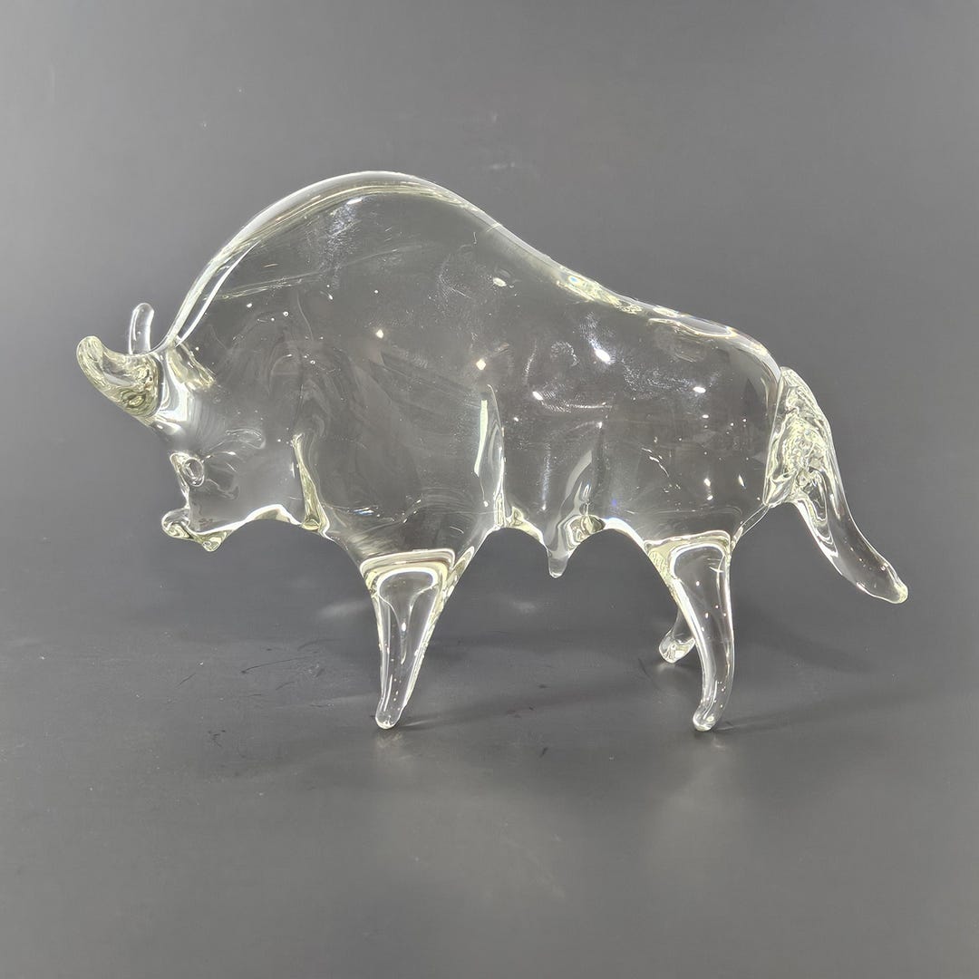 Hand-blown Art Glass Bull Sculpture Signed - Etsy