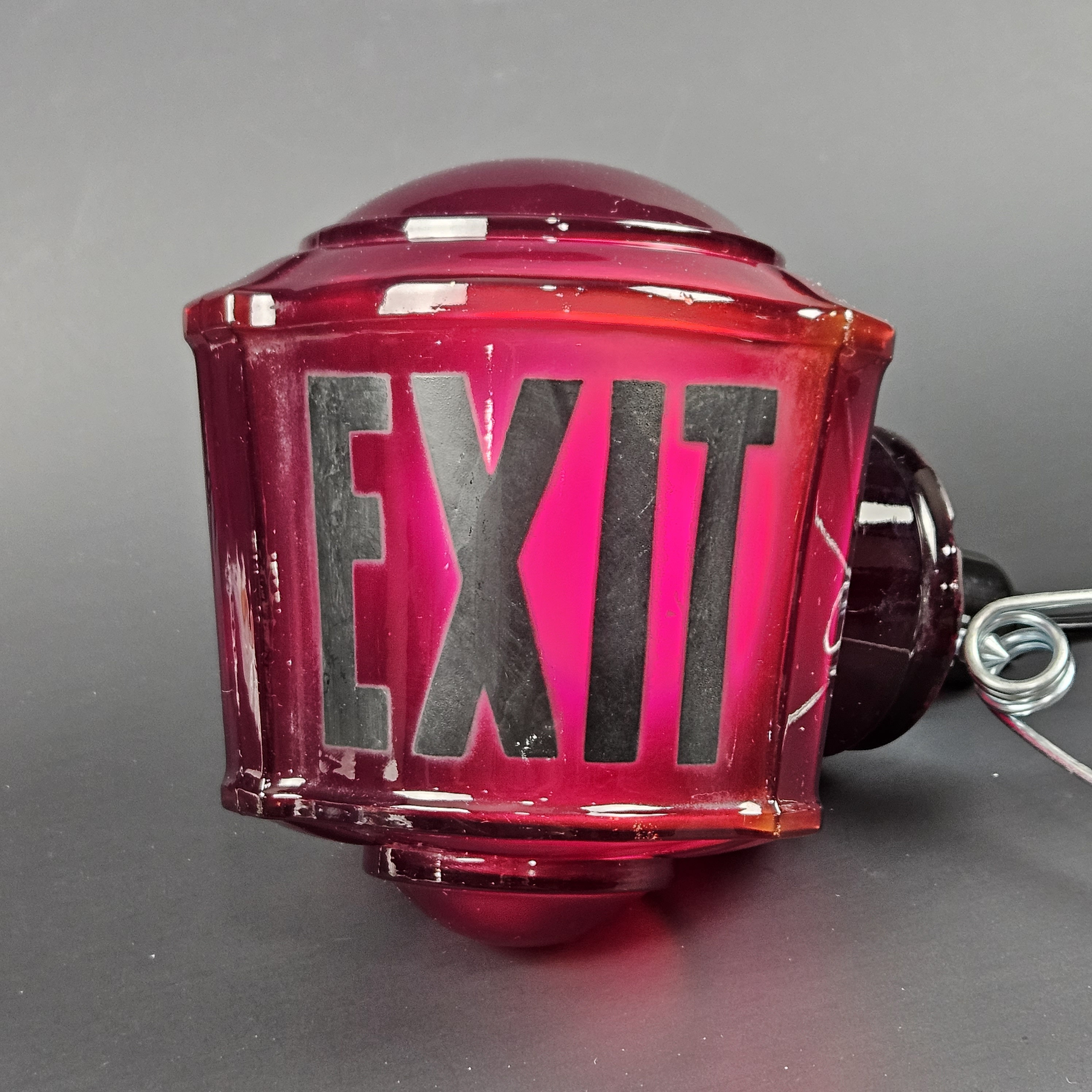 Vintage Ruby Red Glass Exit Sign Globe - Etsy