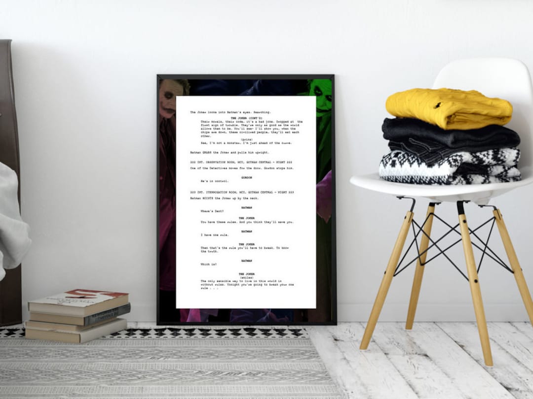 The Dark Knight Screenplay Walla Art - Etsy