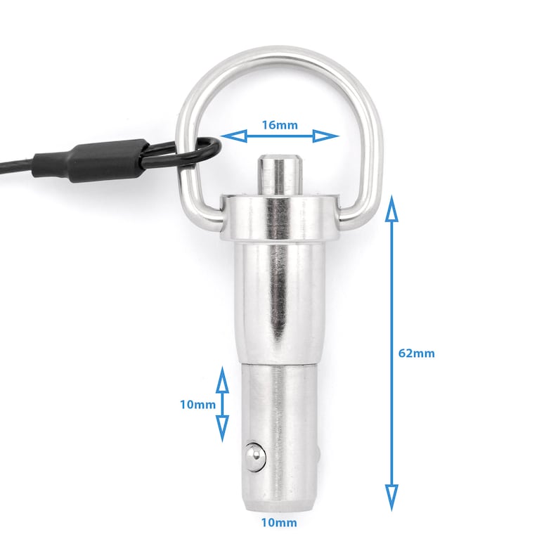 10mm X 10mm Quick Release Ball Lock Pin With 26cm Wire Cable Stainless ...