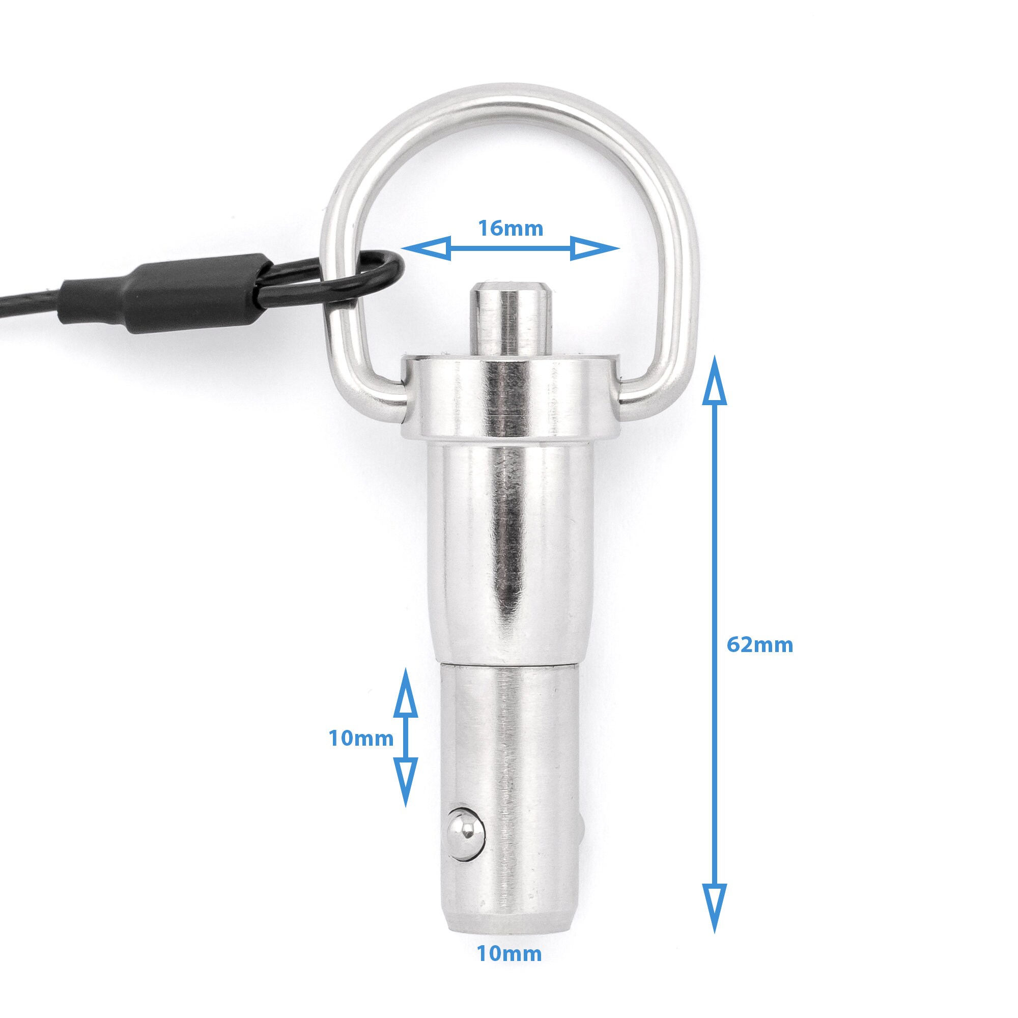 10mm X 10mm Quick Release Ball Lock Pin With 26cm Wire Cable Stainless ...