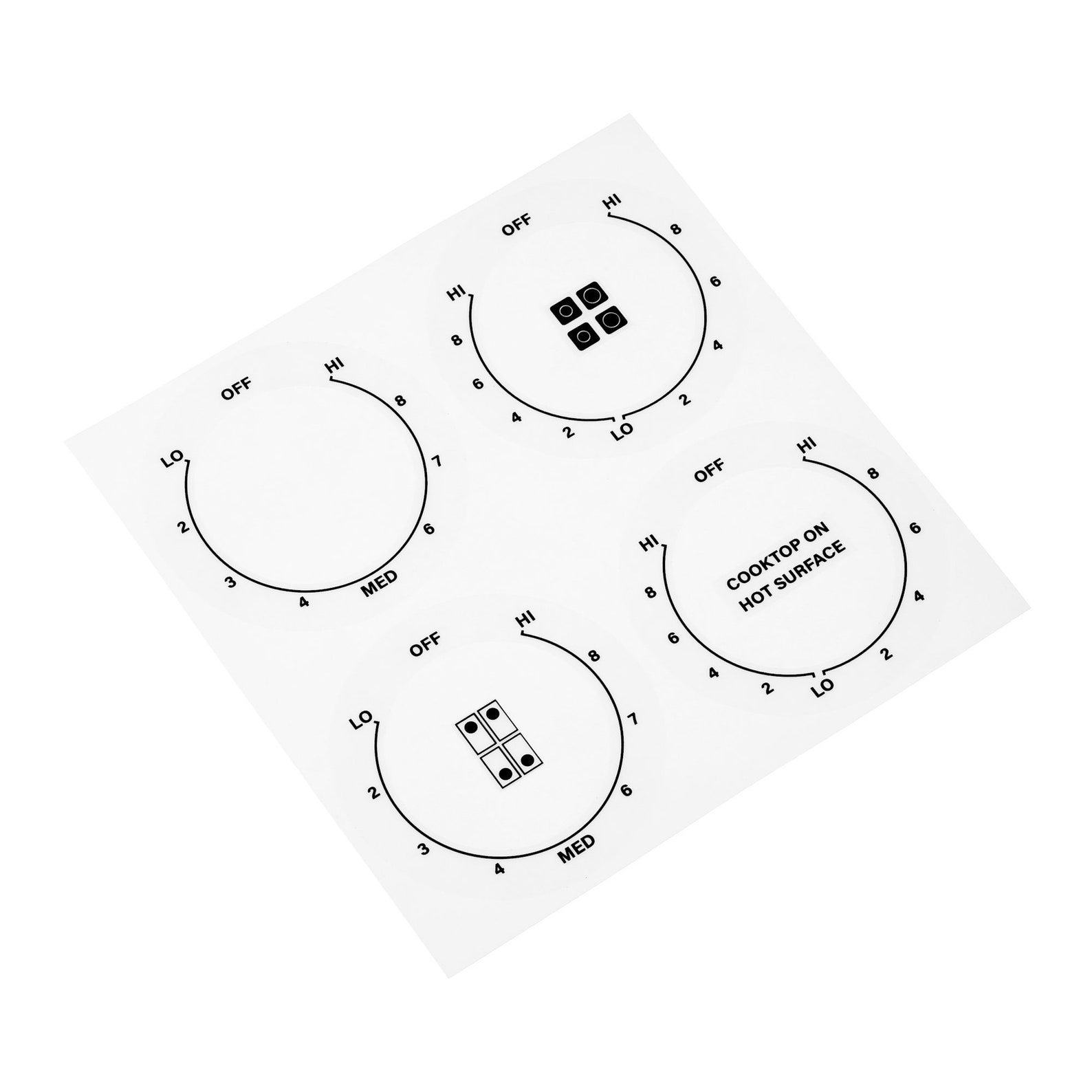 4 Dials Set Lo-med-hi Hi-lo-hi AC/CCW Cooktop 4 Hob Burner Label Black ...