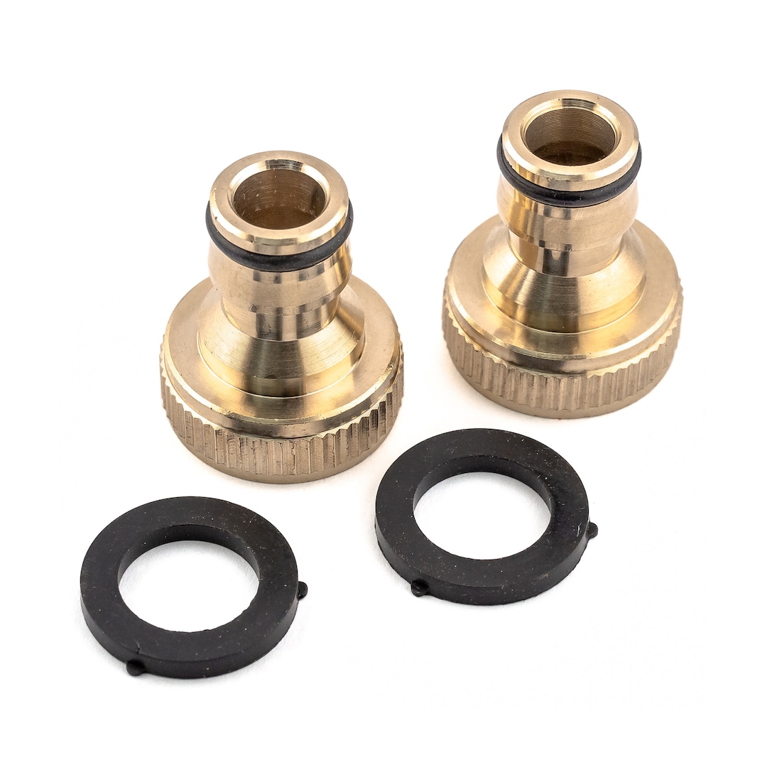2pc Brass Hose Tap Connector 3/4" BSP Female Thread 12mm Snap on ...