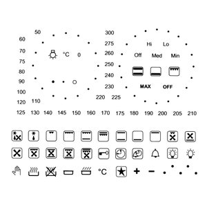 Combination 84pcs Black Separate Custom Labels Temperature Symbol Hob ...