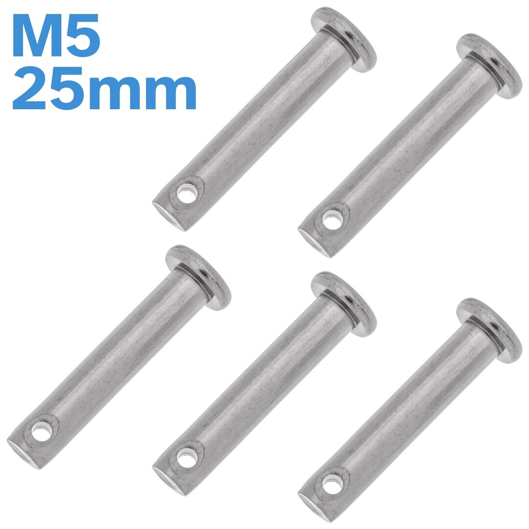5pcs M5 5mm X 25mm Clevis Pin 304 Stainless Steel Single Hole Flat Head ...