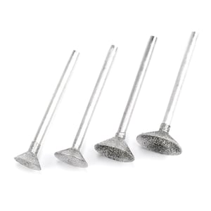 4pcs 150 Grit 10mm - 16mm Concave Disc Head Diamond Burrs 3mm Shank ...