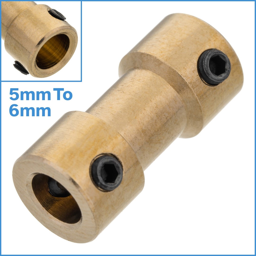 5mm to 6mm Brass Motor Shaft Coupler Solid Straight Drive Connector ...