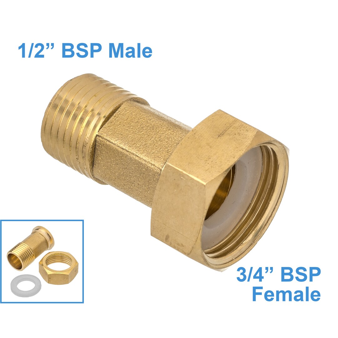 1/2" BSP Male to 3/4" BSP Female Brass Pipe Fitting Water Meter Coupler ...
