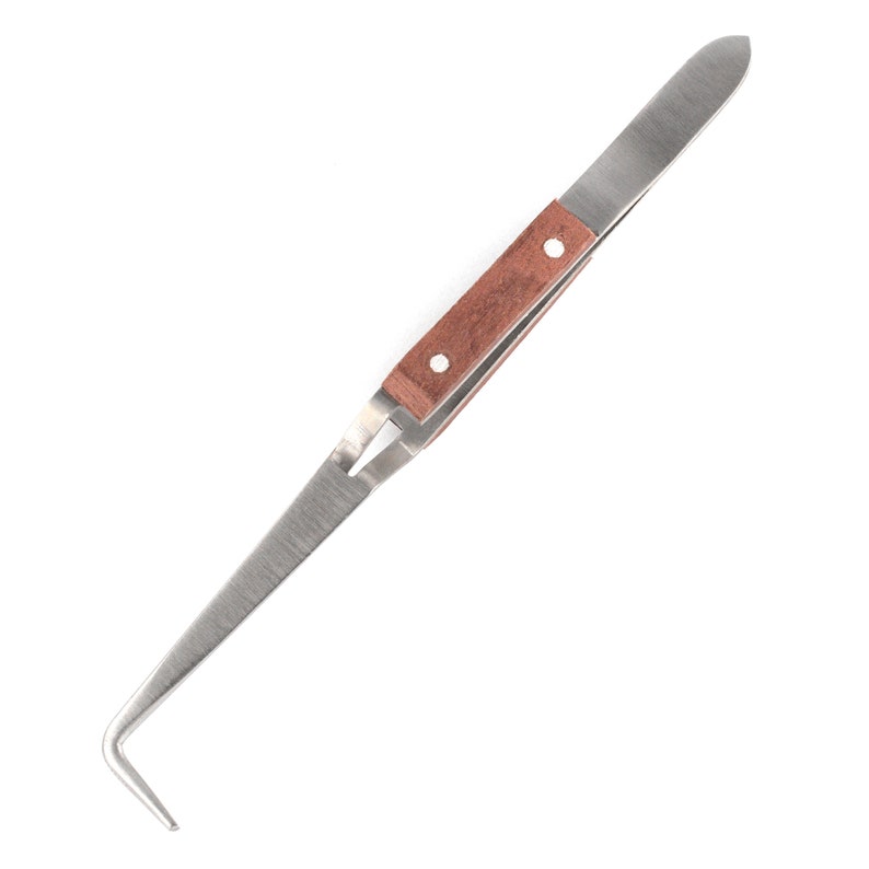 90 Degree Angled Nose Cross Locking Tweezer Stainless Steel Self ...