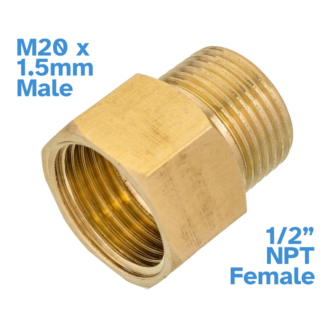 M20 X 1.5mm Male to 1/2" NPT Female Brass Pipe Fitting Coupler Reducer ...