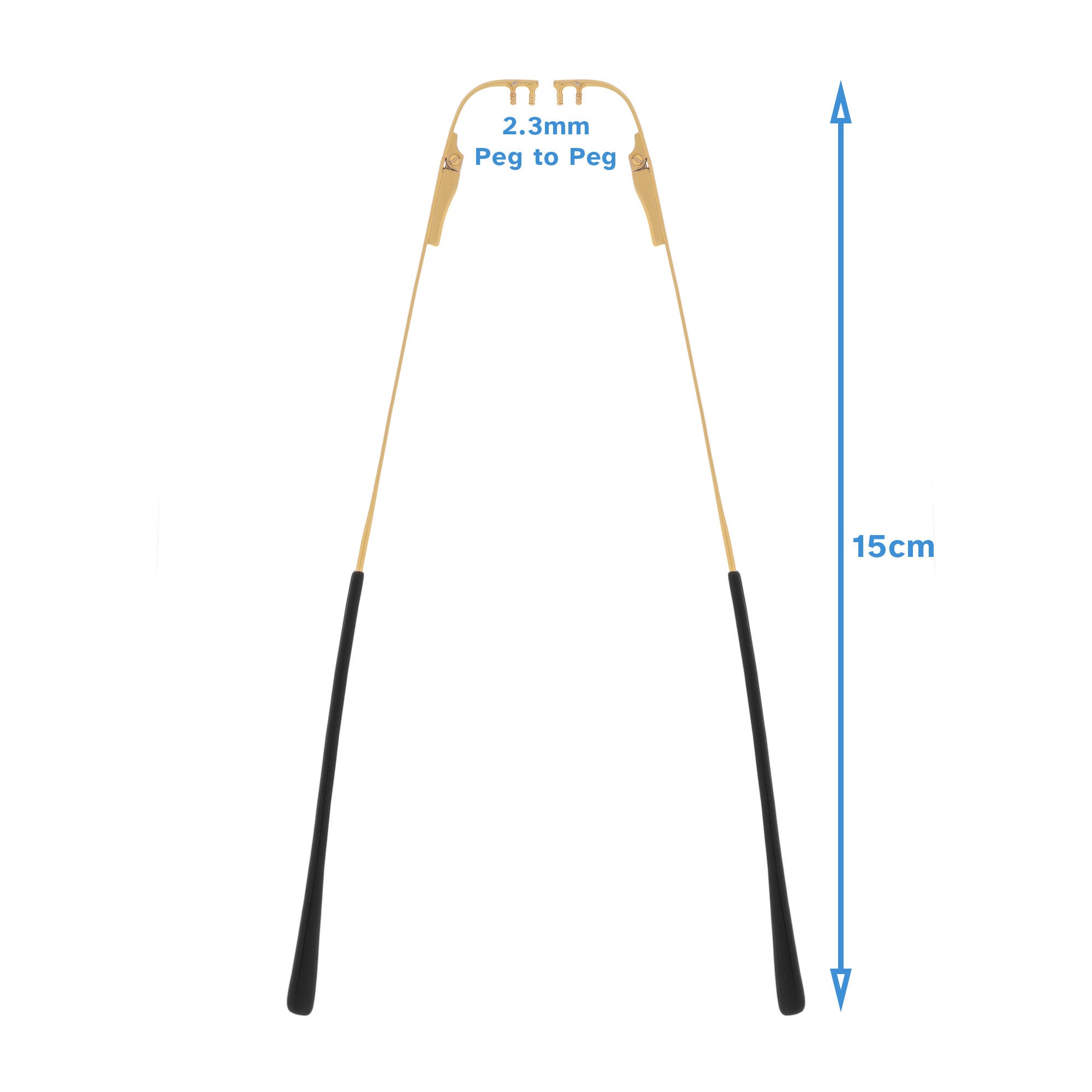 2pcs Gold Metal 15cm Rimless Eyeglass Spring Hinge Temple Arms With End ...