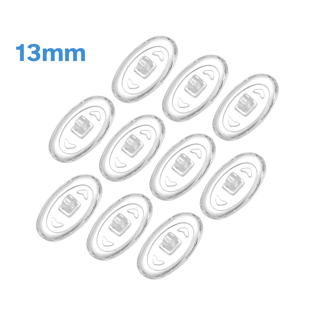 10pcs 13mm X 7mm Oval Nose Pads Clear Silicone Eyeglass Glasses Reading ...