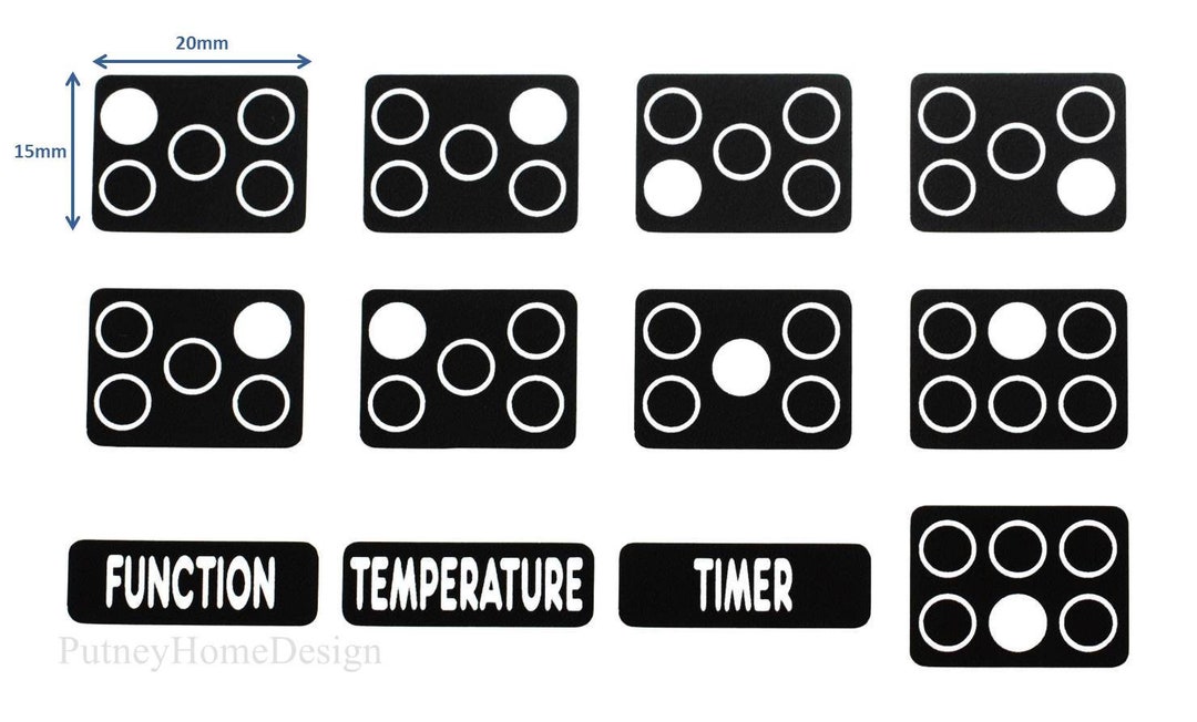 5 & 6 Hob White Text on Clear Film Stove Self Adhesive Labels Dial Knob ...