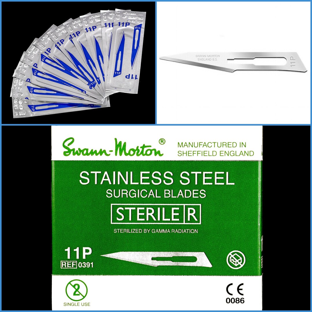 10pcs Swann Morton No.11p Stainless Steel Sealed Sterile Scalpel Blades ...