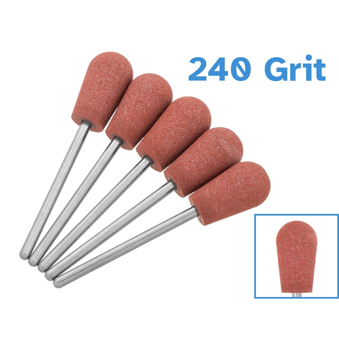 5pcs 240 Grit 10mm Tapered Dome Diamond Silicone Rubber Burr 2.35mm ...