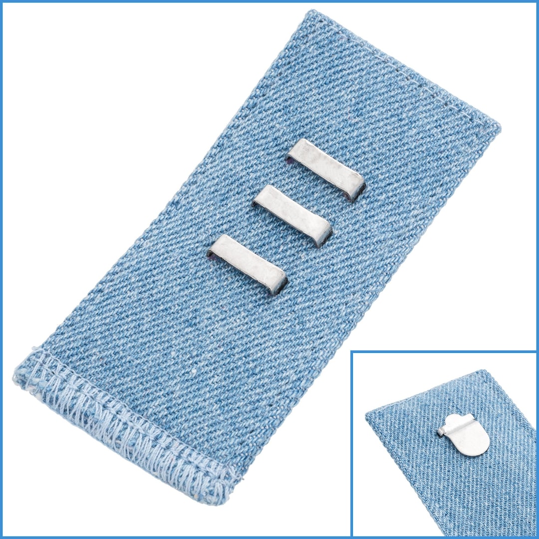 Light Blue Denim Triple Hook and Loop Waist Extender for Pants Shorts ...