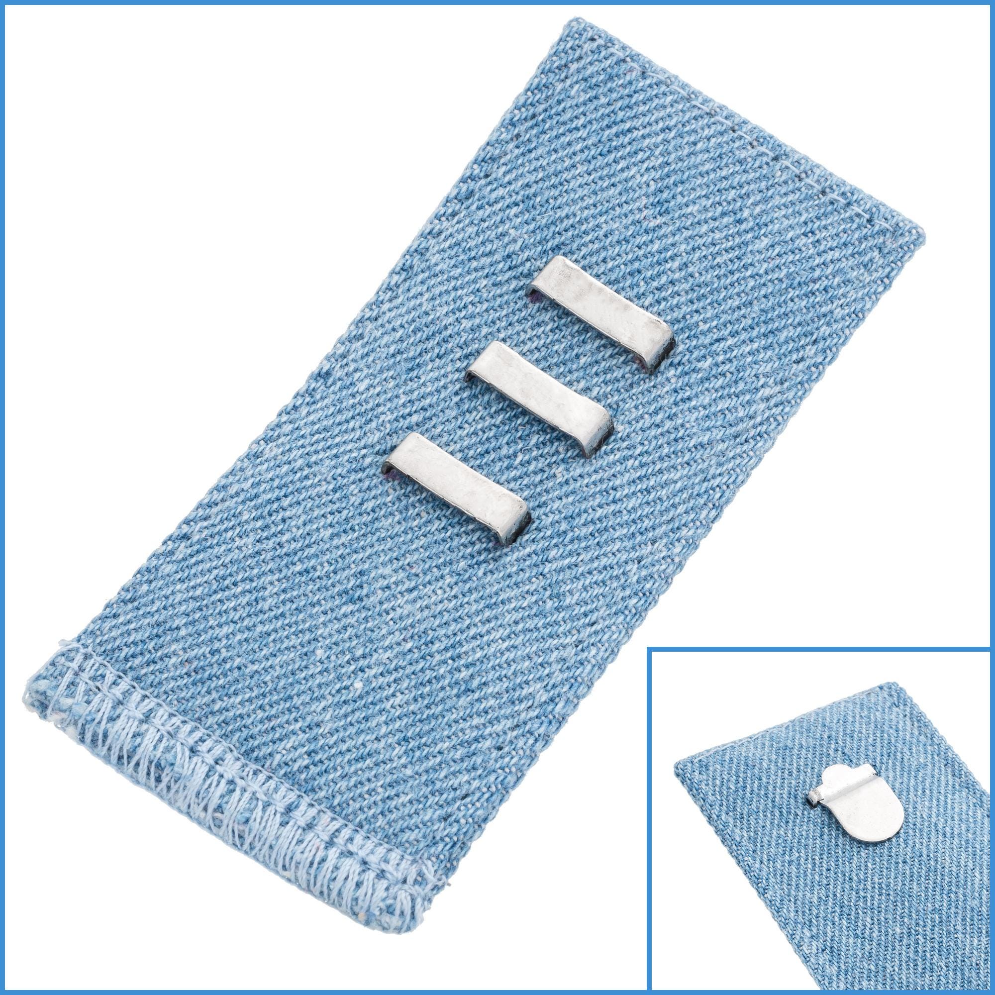 Light Blue Denim Triple Hook and Loop Waist Extender for Pants Shorts ...