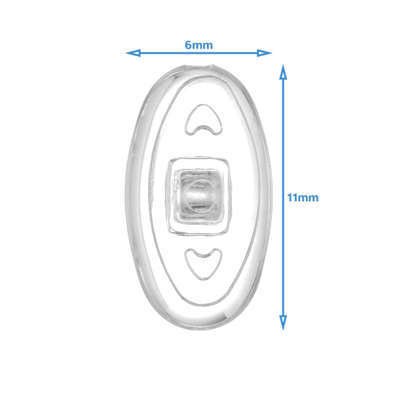 10pcs 11mm X 6mm Oval Nose Pads Clear Silicone Eyeglass Glasses Reading ...