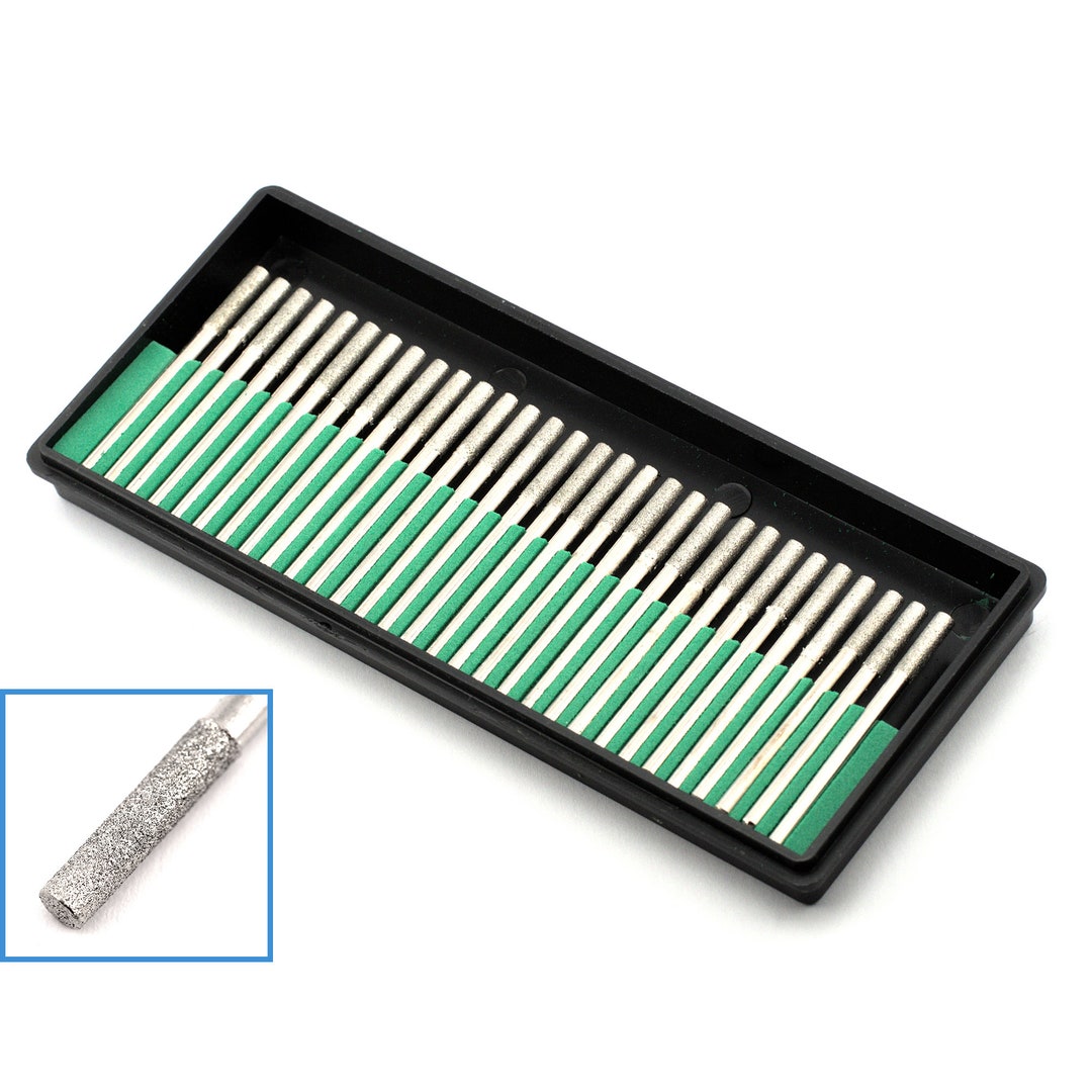 30pcs 3mm Cylinder Head Diamond Mounted Burrs 3mm Shank Polishing ...