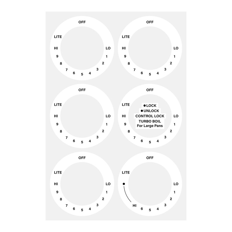6 Dials Lite Hi 9-1 6-1 Lo AC/CCW 50mm 2 6 Hob Label Black Print Clear ...