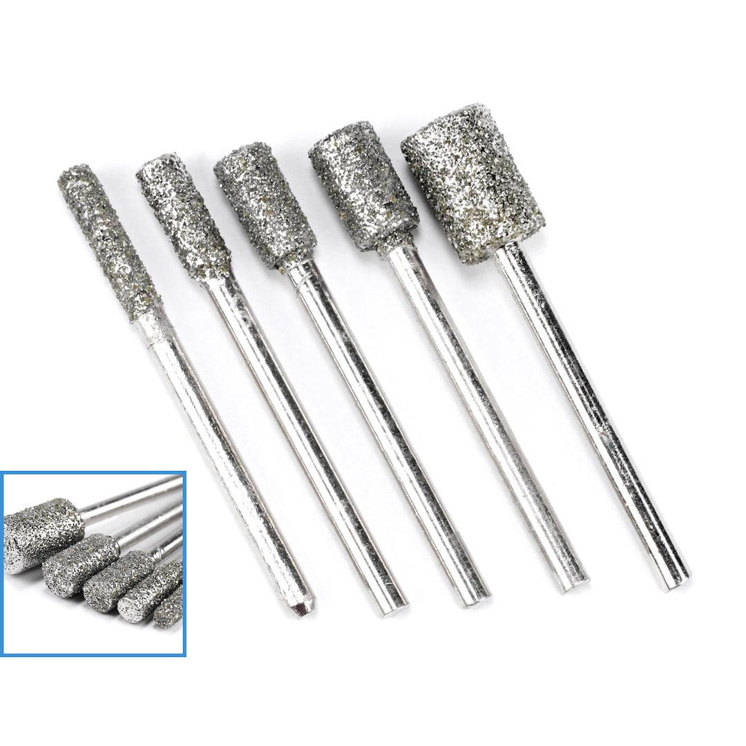 5pcs 50 Grit 3mm 4mm 5mm 6mm 8mm Cylinder Head Diamond Burrs 3mm Shank ...