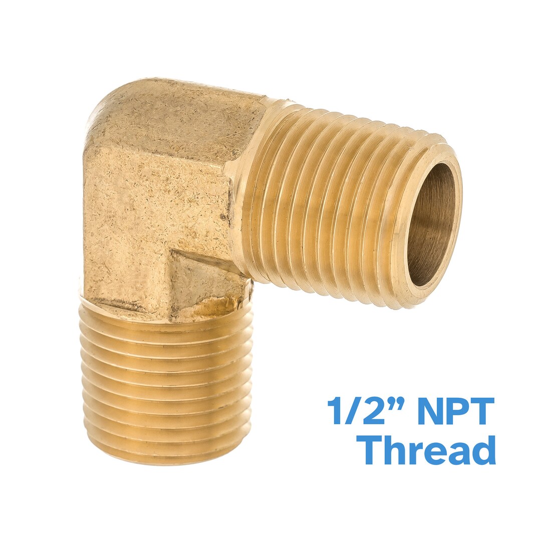 Brass 1/2" NPT Male to Male Threaded Elbow Fitting 90 Degree Pipe ...