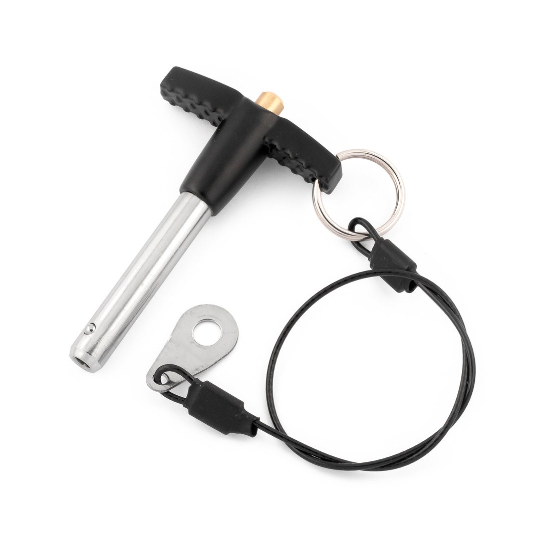 8mm X 35mm Ball Lock Pin With Cable & Black T Head Stainless Steel ...