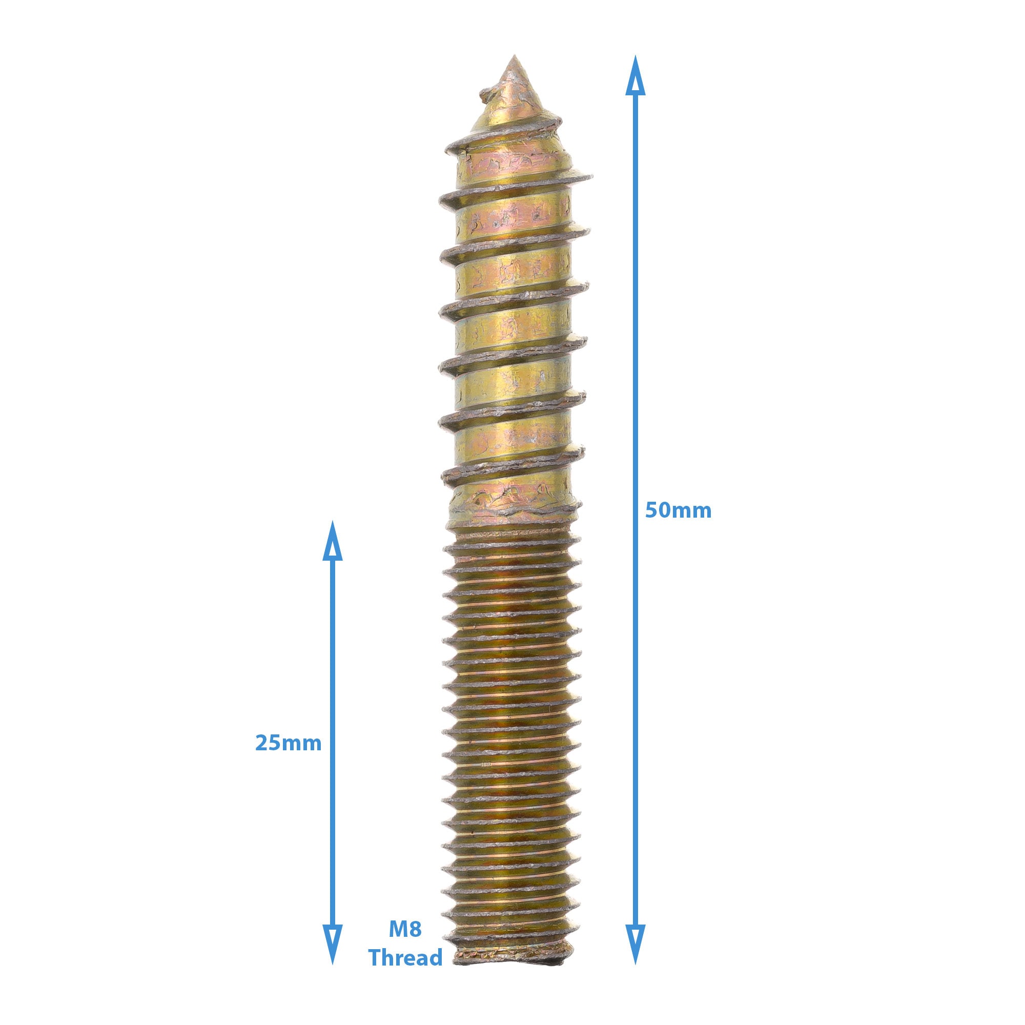 5pcs M8 X 50mm Hanger Bolt Zinc Plated Wood to Metal Dowel Lag Screw ...