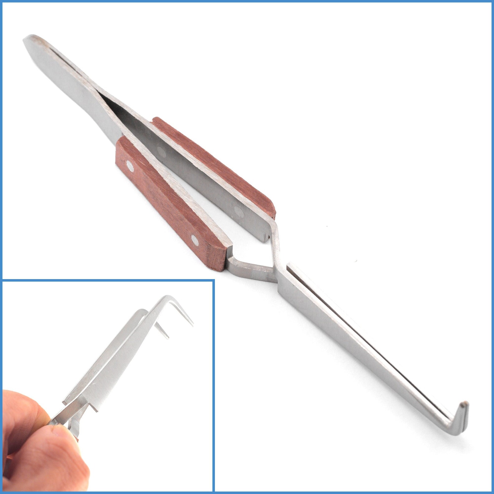 90 Degree Angled Nose Cross Locking Tweezer Stainless Steel Self ...