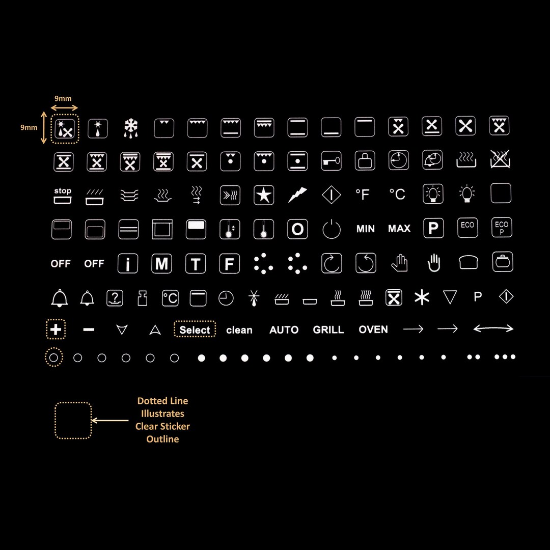 White Text 119pcs Separate Custom Labels Hob Stove Self Adhesive ...