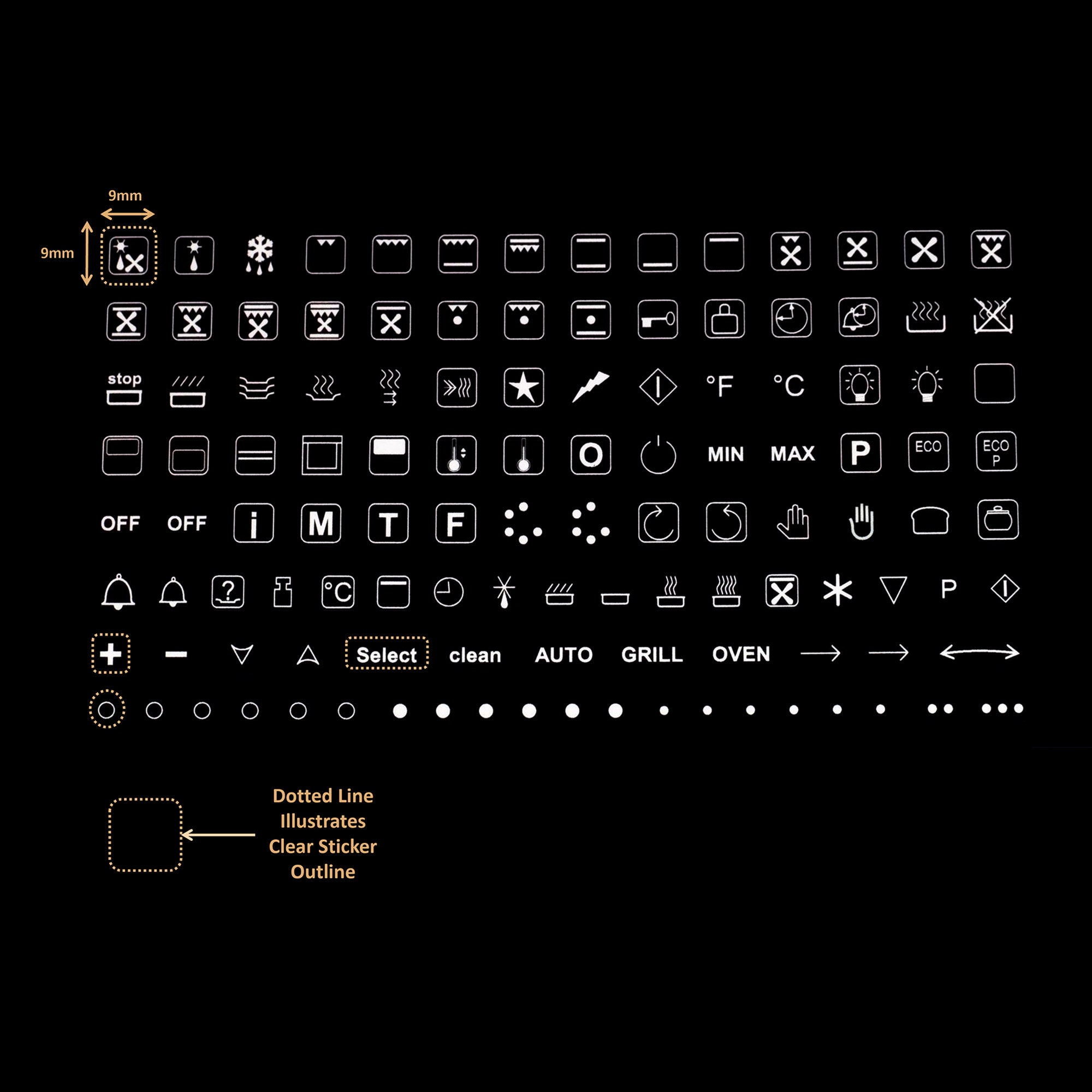 White Text 119pcs Separate Custom Labels Hob Stove Self Adhesive ...