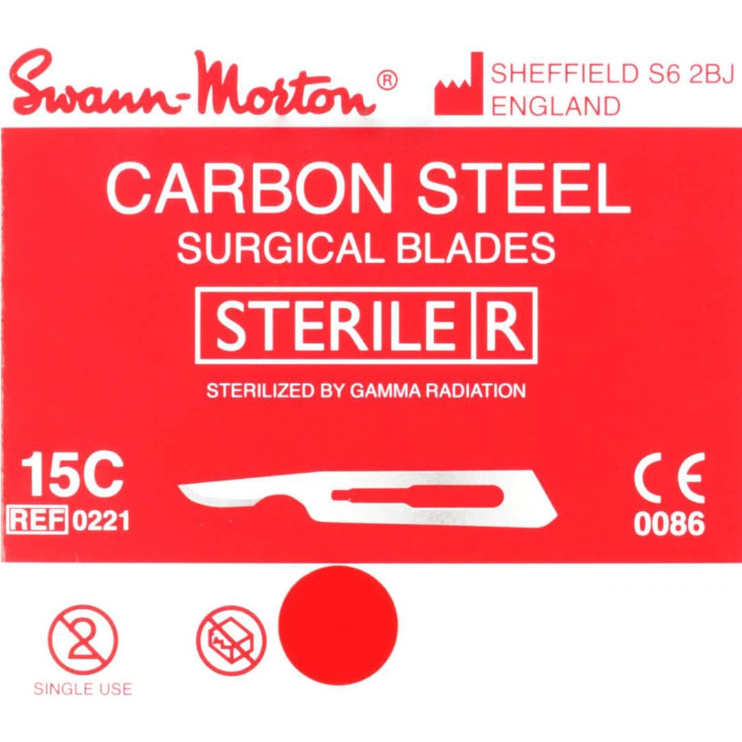 100pcs No. 15C Swann Morton Carbon Steel Box Sealed Sterile Scalpel ...