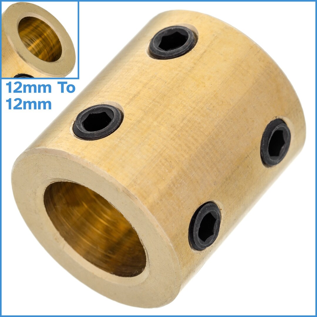 12mm to 12mm Brass Motor Shaft Coupler Drive Connector Adapter ...