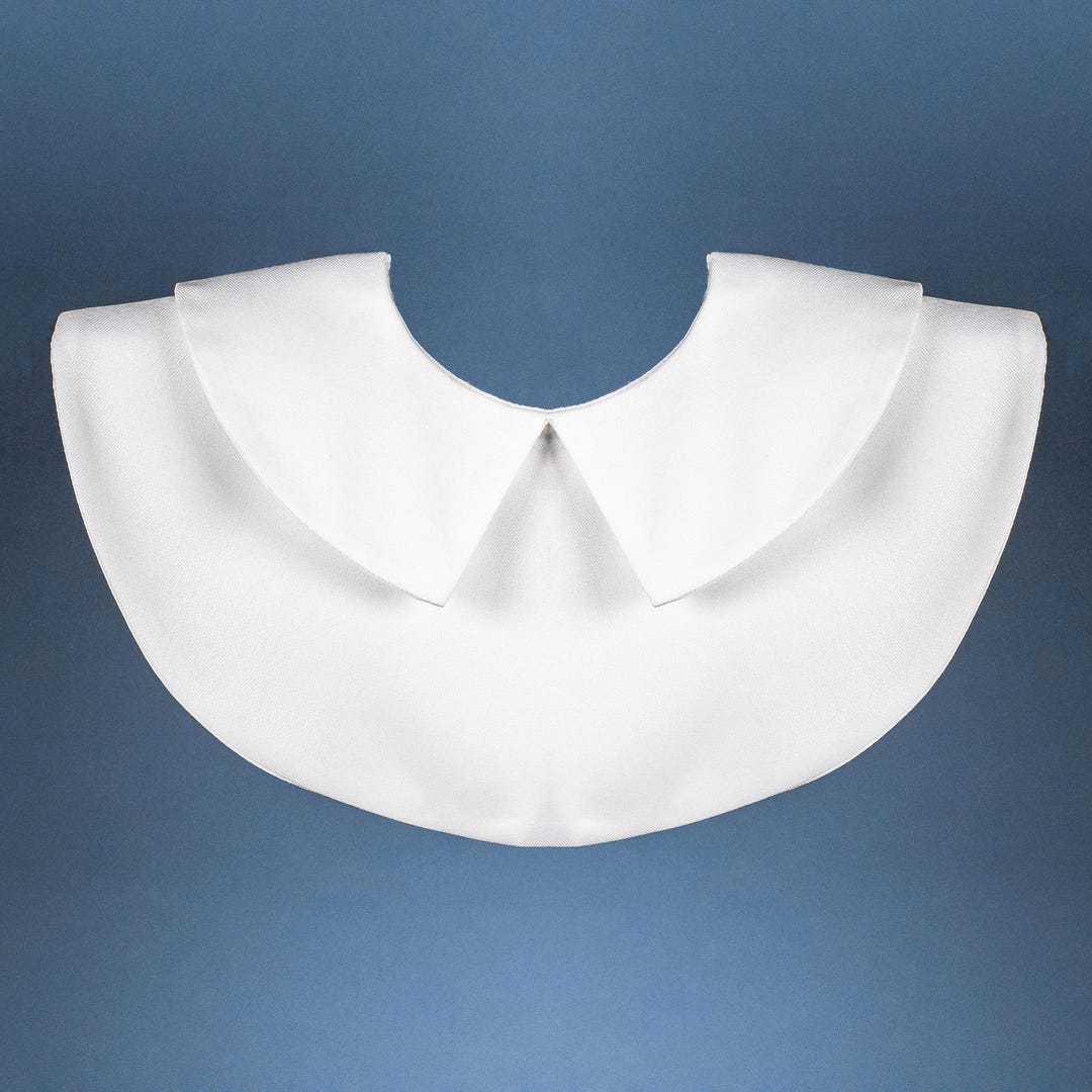 White False Pointed Peter Pan Button Collar Polyester Plain Design for ...