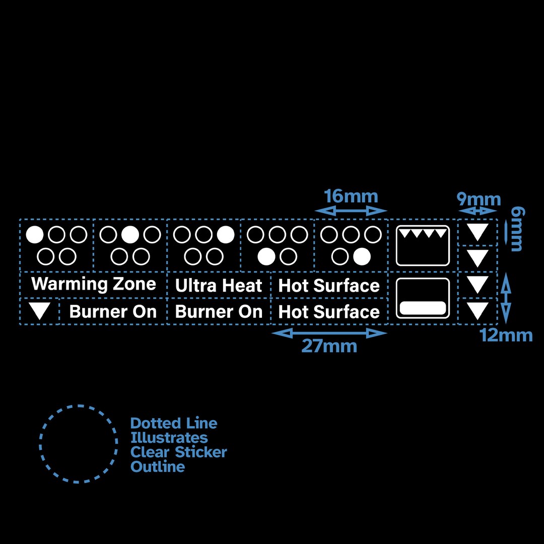 White Print 5 Hob Stove Self Adhesive Labels With Clear Background ...