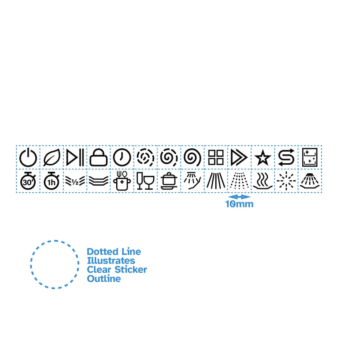 26pcs Dishwasher Symbols Self Adhesive Control Panel Label - Black ...