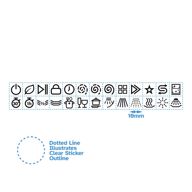 26pcs Dishwasher Symbols Self Adhesive Control Panel Label Black Print ...