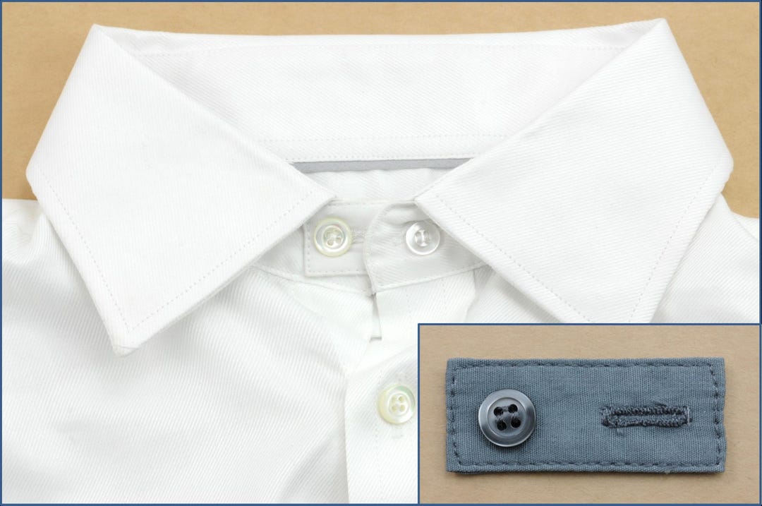 Grey Cotton Poplin Collar Extender - for Shirt Blouse Collared Top ...