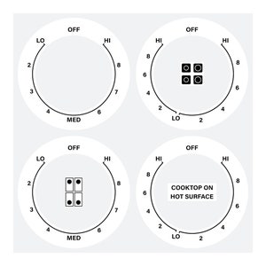 4 Dials Set Lo-med-hi Hi-lo-hi AC/CCW Cooktop 4 Hob Burner Label Black ...