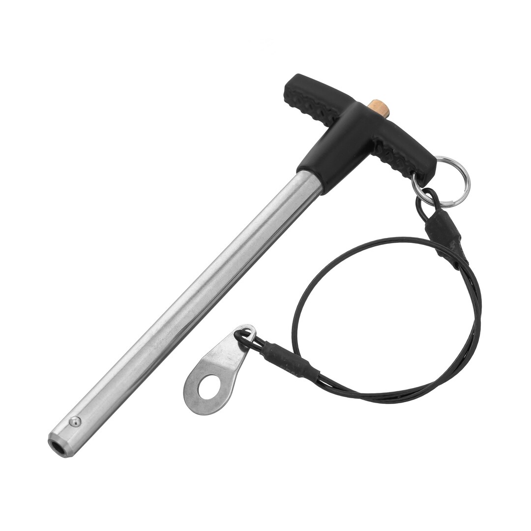8mm X 90mm Ball Lock Pin With Cable & Black T Head Stainless Steel ...
