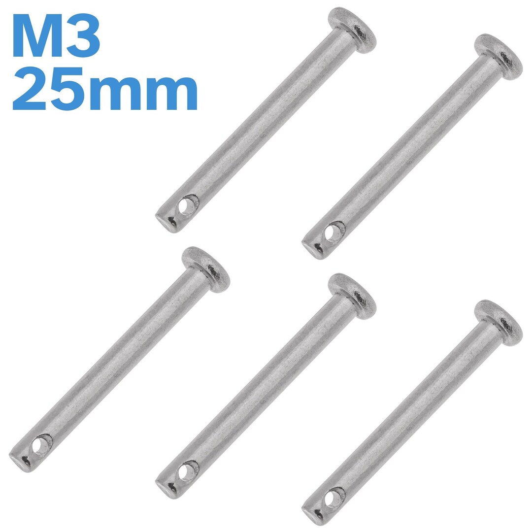 5pcs M3 3mm X 25mm Clevis Pin 304 Stainless Steel Single Hole Flat Head ...