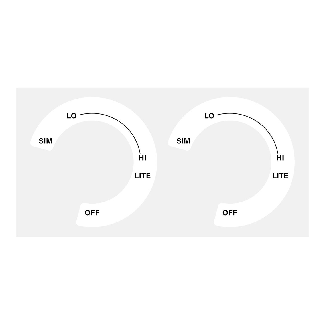 2x Dial Lite Hi-lo Sim 46mm AC/CCW 1.8" Label - Black Print Clear ...