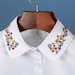 White False Round Peter Pan Embroidered Cotton Collar Floral Design for ...