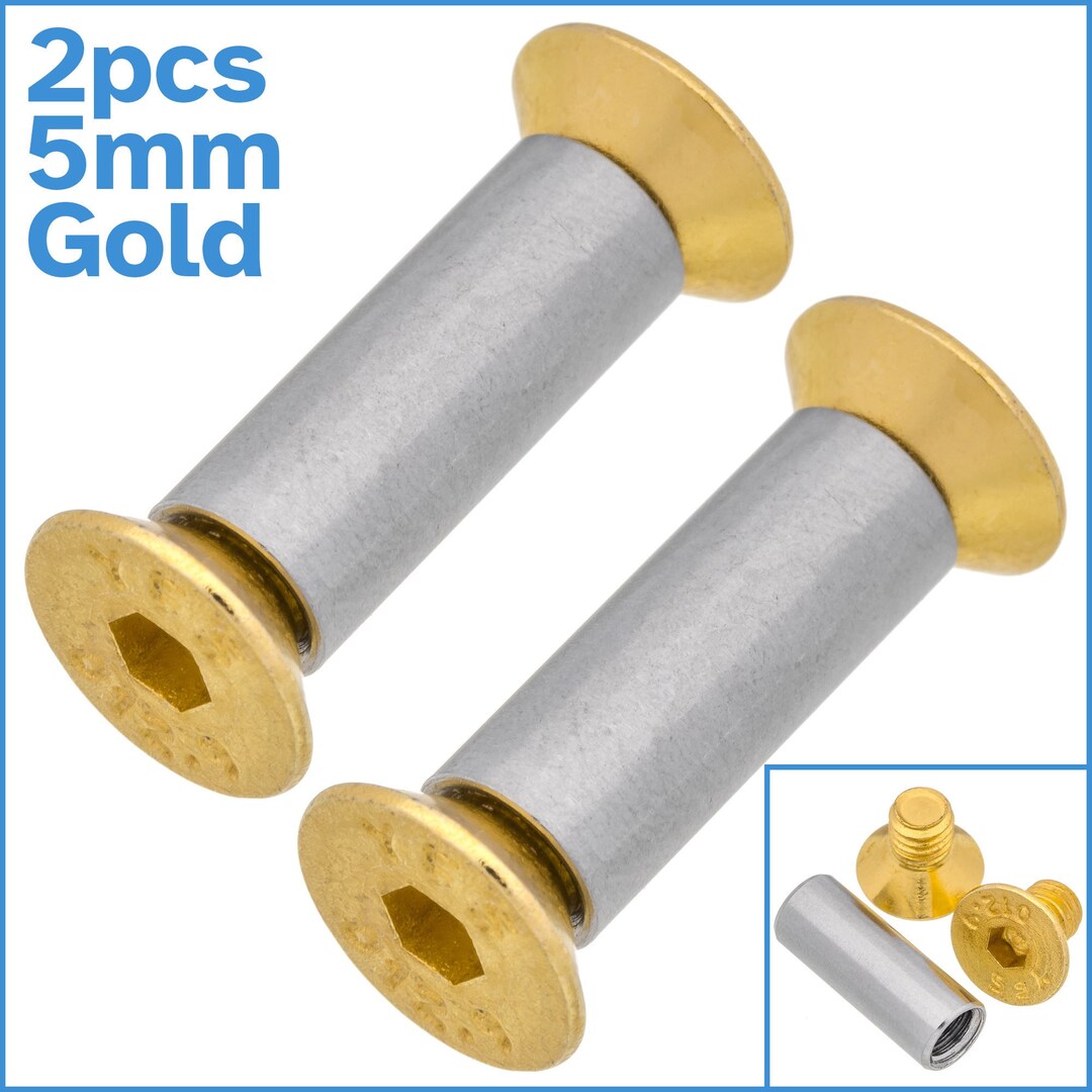 2pcs 5mm Gold Flat Head Screw Bolt Rivets for Knife Handle Hex Forming ...