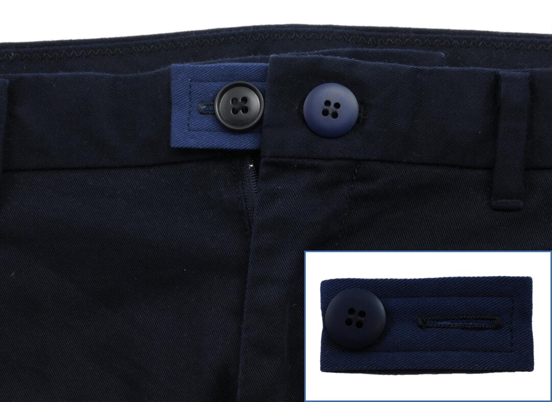 Blue Cotton Drill & Blue Button Waist Line Extender - for Pants Shorts ...